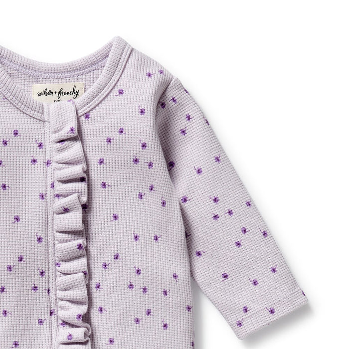 Lulu Daisy Organic Waffle Ruffle Zipsuit | Zipsuit | W+F